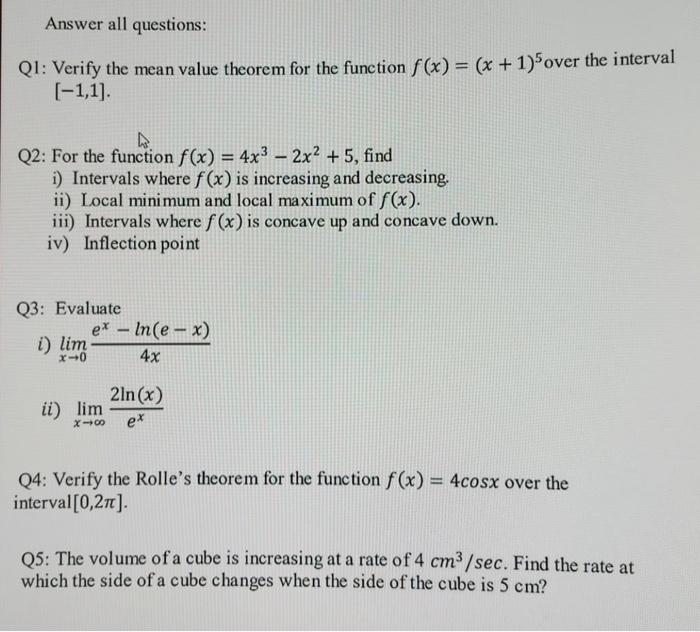 Solved Answer all questions: Q1: Verify the mean value | Chegg.com