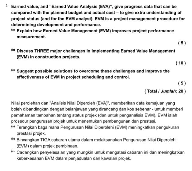 Solved Earned Value And Earned Value Analysis Eva 3471