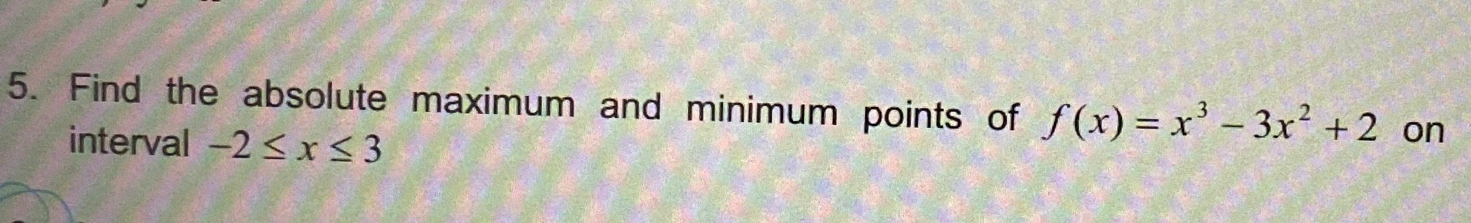 Solved Find the absolute maximum and minimum points of | Chegg.com