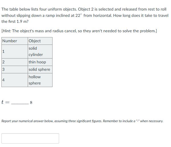Solved The table below lists four uniform objects. Object 2 | Chegg.com