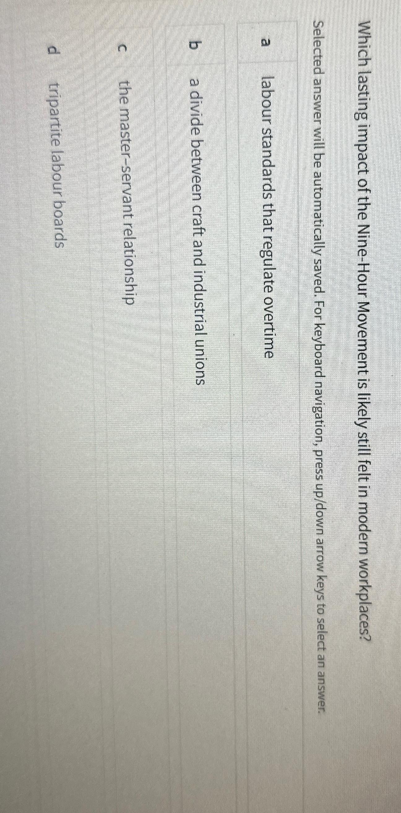 Solved Which lasting impact of the Nine-Hour Movement is | Chegg.com