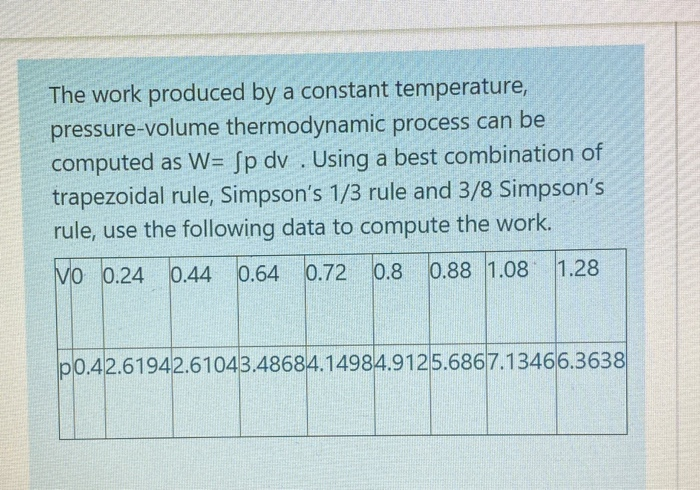 Solved The work produced by a constant temperature, | Chegg.com