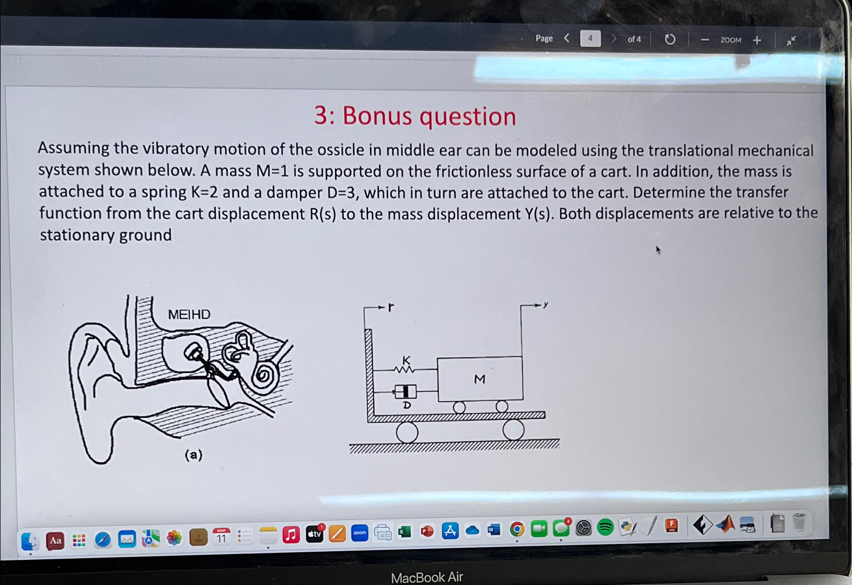 Solved 3: Bonus questionAssuming the vibratory motion of the | Chegg.com