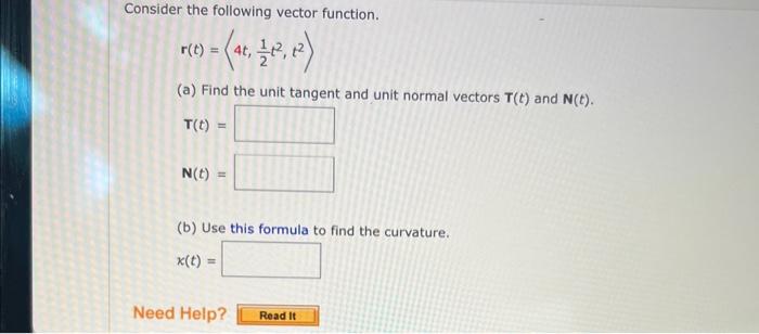 Solved Consider the following vector function. | Chegg.com