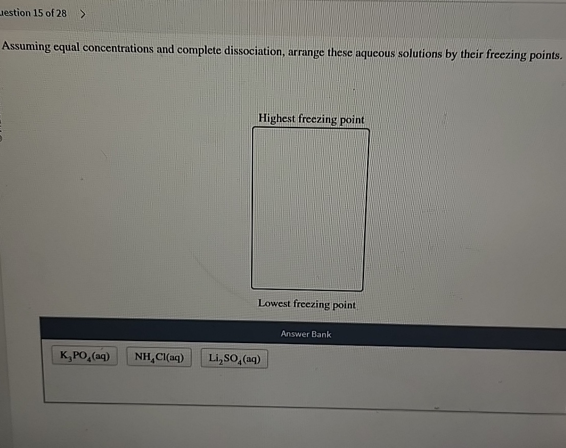 Solved lestion 15 ﻿of 28Assuming equal concentrations and | Chegg.com