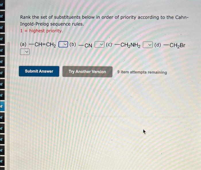 Solved Rank the set of substituents below in order of | Chegg.com