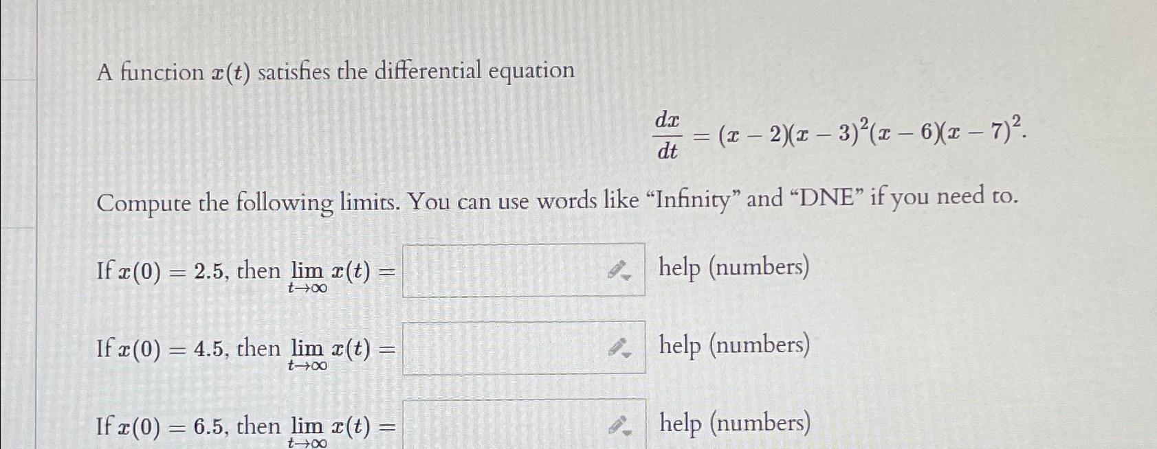 Solved A function x(t) ﻿satisfies the differential | Chegg.com