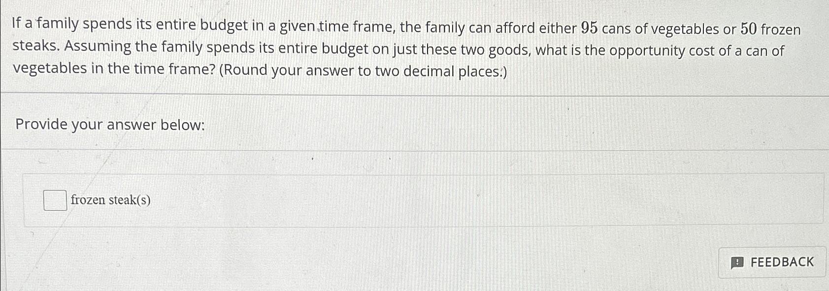 Solved If a family spends its entire budget in a given time | Chegg.com