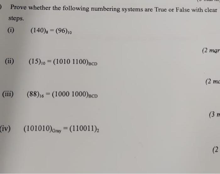 Solved Prove whether the following numbering systems are | Chegg.com