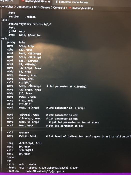 COMP B13 Assignment: Mystery Function Calling | Chegg.com