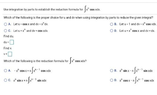 Solved Use integration by parts to establish the reduction | Chegg.com