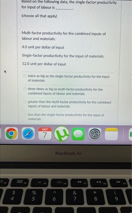 Solved Based on the following data, the single-factor | Chegg.com