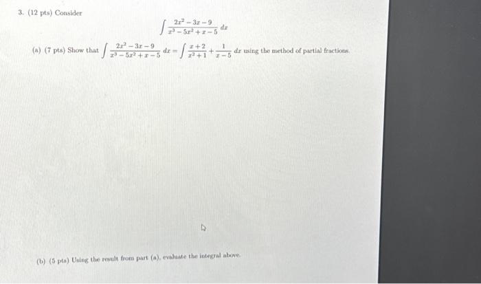 Solved 3. (12 pts) Consider (a) (7 pts) Show that J 21²-31-9 | Chegg.com