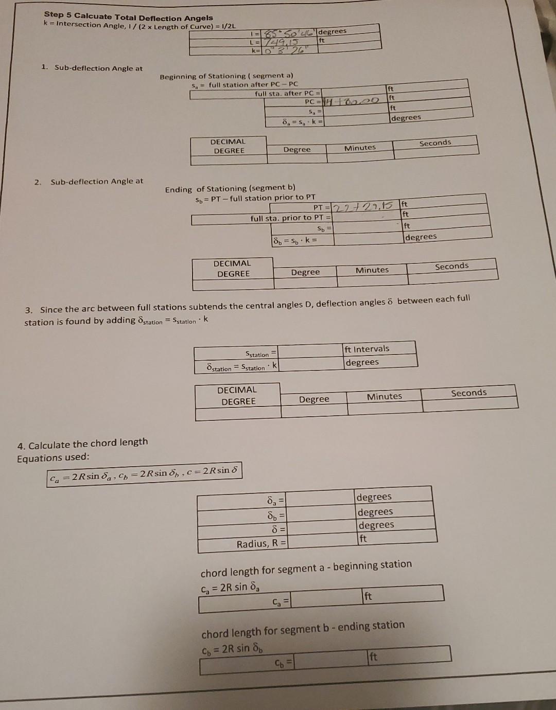 HWC3 - Computations for Staking Curve by Coordinates | Chegg.com