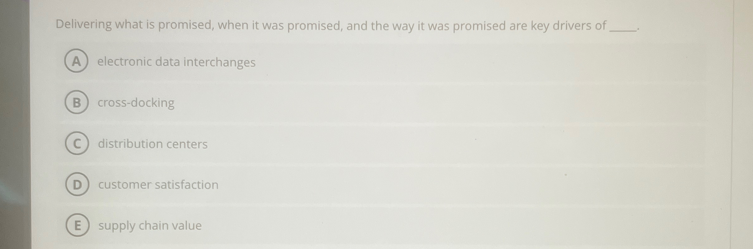 Solved Delivering what is promised, when it was promised, | Chegg.com