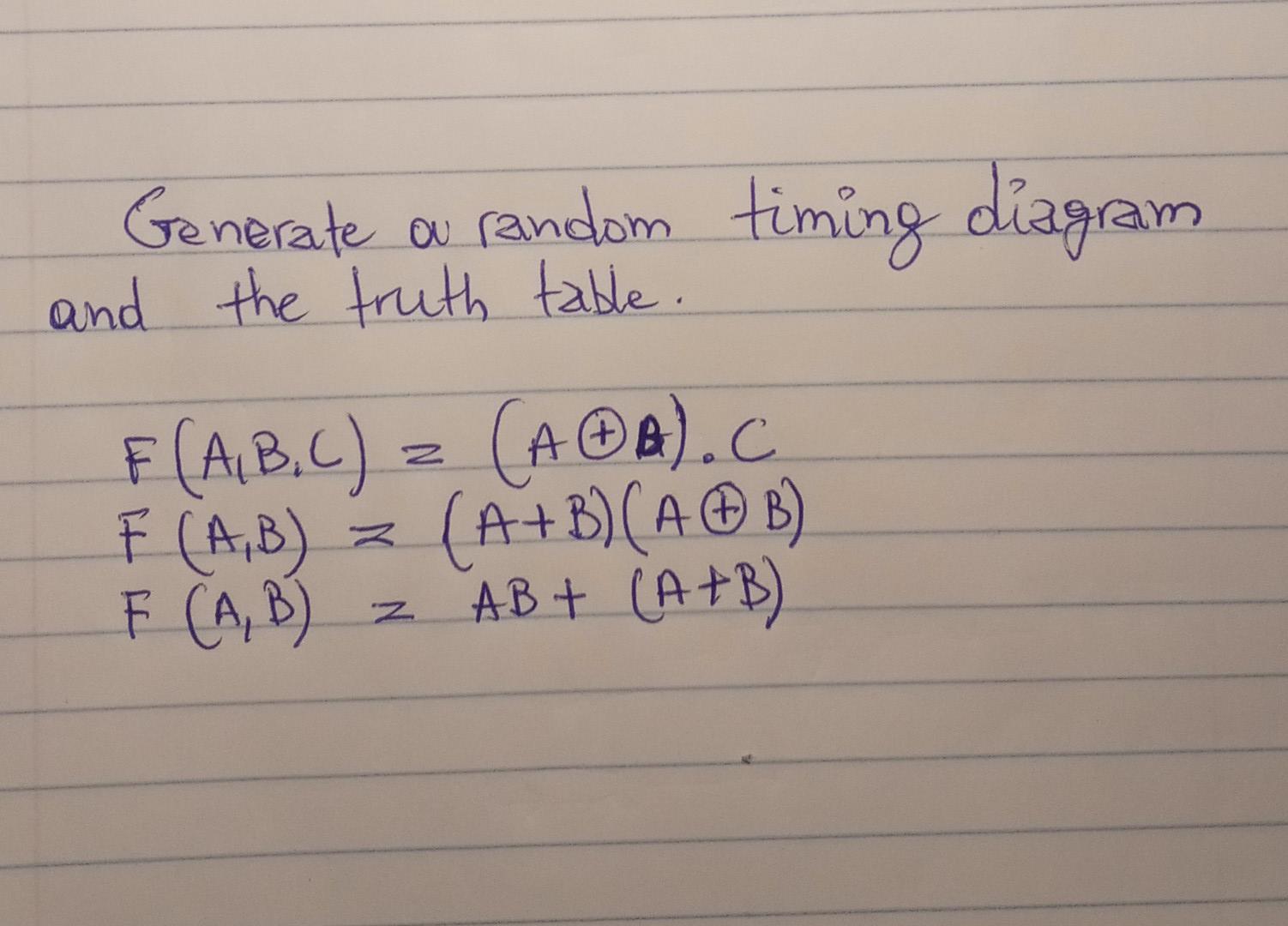 Solved Generate a random timing diagram and the truth table. | Chegg.com