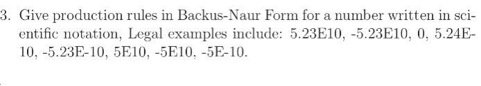 Solved Give production rules in Backus-Naur Form for a | Chegg.com