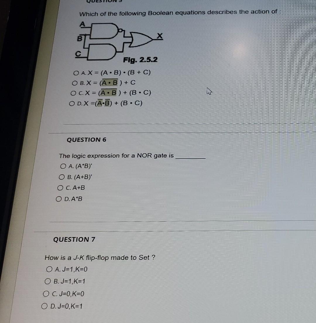 Solved Which of the following Boolean equations describes | Chegg.com