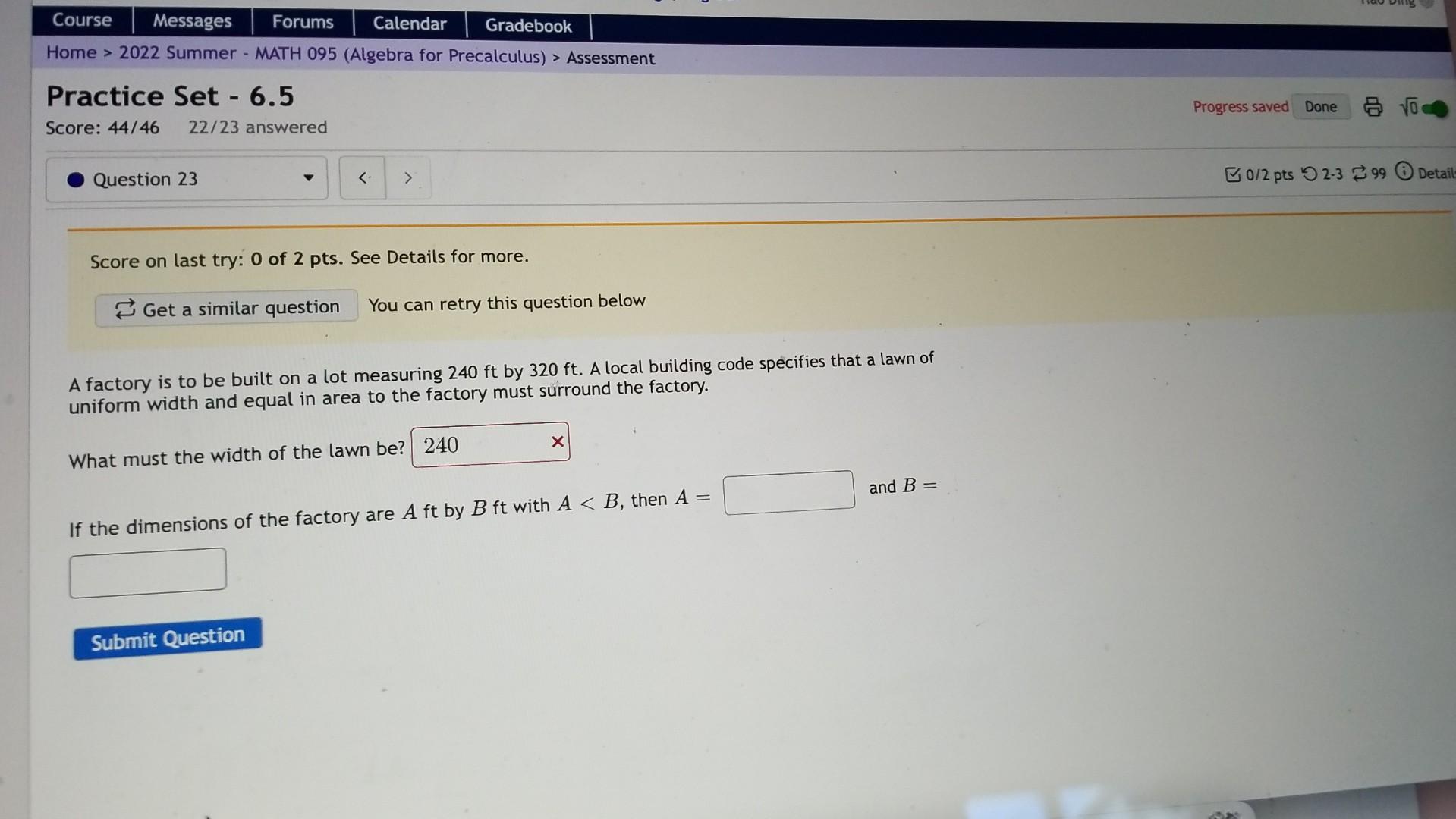 Solved A factory is to be built on a lot measuring 240ft by | Chegg.com