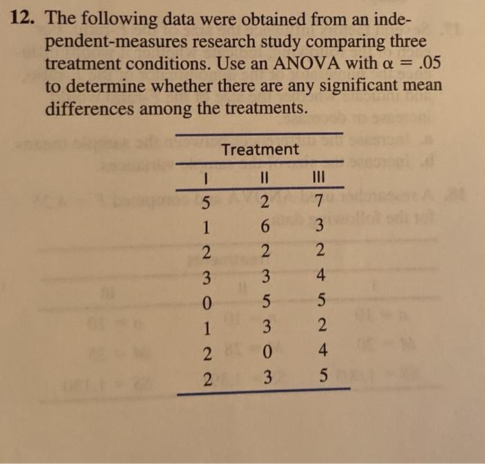 Solved 12. The following data were obtained from an inde- | Chegg.com