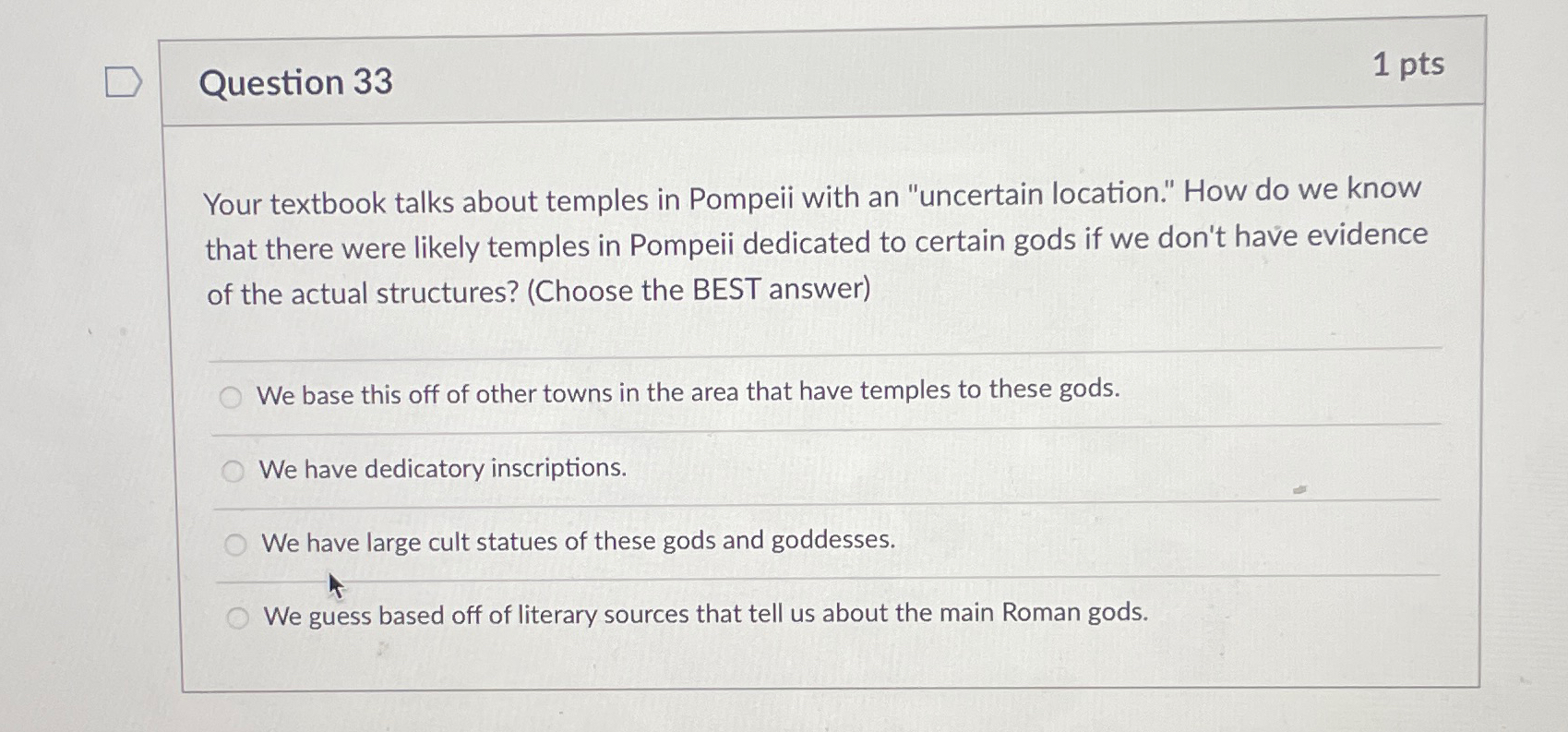 Solved Question 331 ﻿ptsYour textbook talks about temples in | Chegg.com