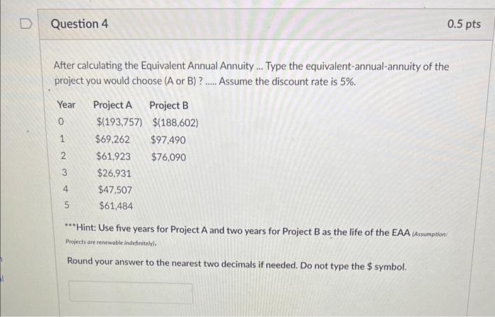 Solved After calculating the Equivalent Annual Annuity... | Chegg.com