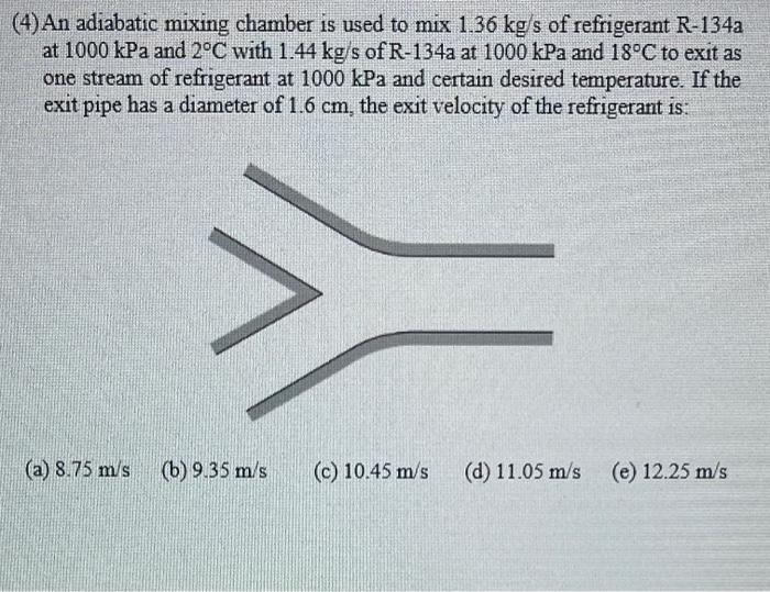 Solved (4) An adiabatic mixing chamber is used to mix 1.36 | Chegg.com