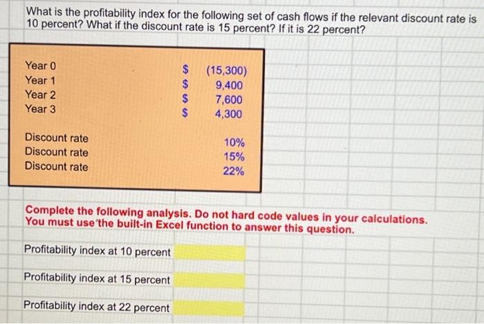 Solved What is the profitability index for the following set | Chegg.com