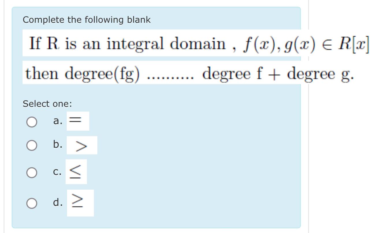 Solved Complete the following blankIf R ﻿is an integral | Chegg.com
