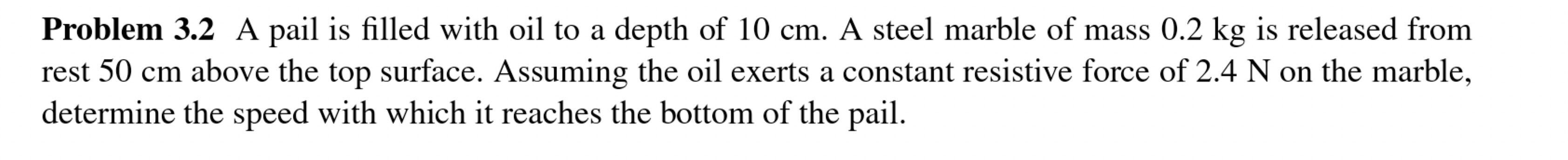 Solved Problem 3.2 ﻿A pail is filled with oil to a depth of | Chegg.com