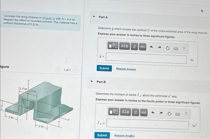 Solved Consider the wing channel in (Figure 1) with h=4.4 | Chegg.com