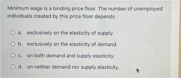 Solved Minimum wage is a binding price floor. The number of | Chegg.com