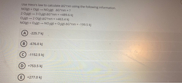 Solved Use Hess's law to calculate AG*rxn using the | Chegg.com