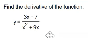 Solved Find the derivative of the function.y=3x-7x2+9x | Chegg.com