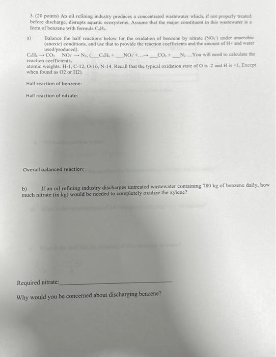 Solved 3. (20 points) An of refining industry produces a | Chegg.com