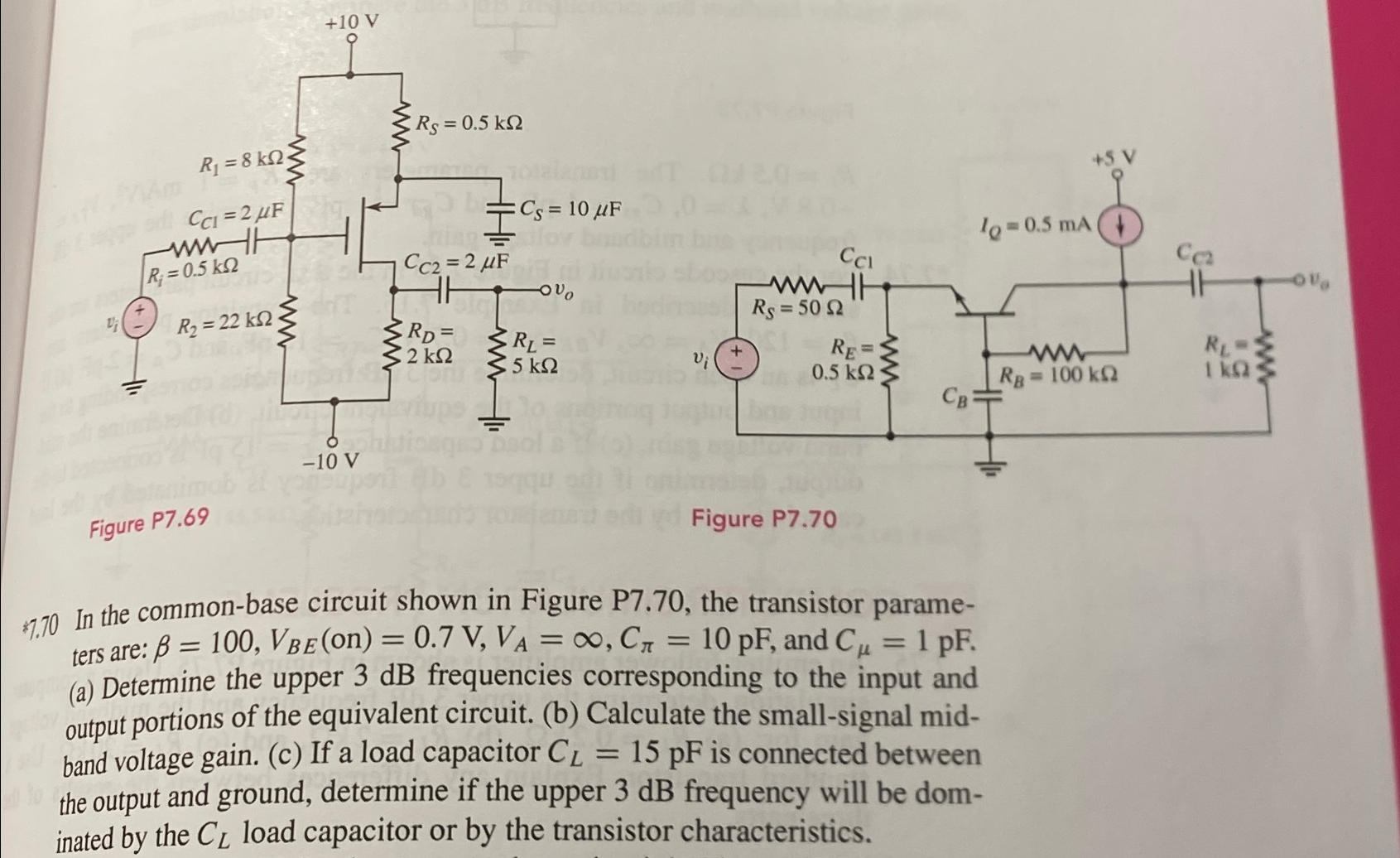Solved Figure P7.70P7.70 ﻿In the common-base circuit shown | Chegg.com
