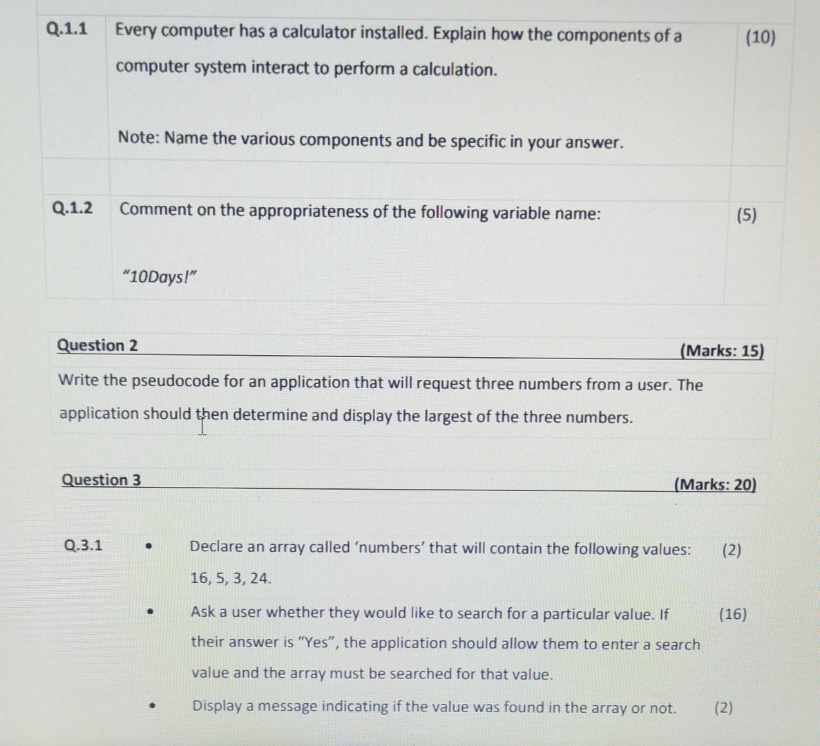 Solved Q.1.1 Q.1.2 Every computer has a calculator | Chegg.com