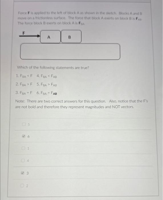 Solved Force F is applied to the left of block A as shown in | Chegg.com