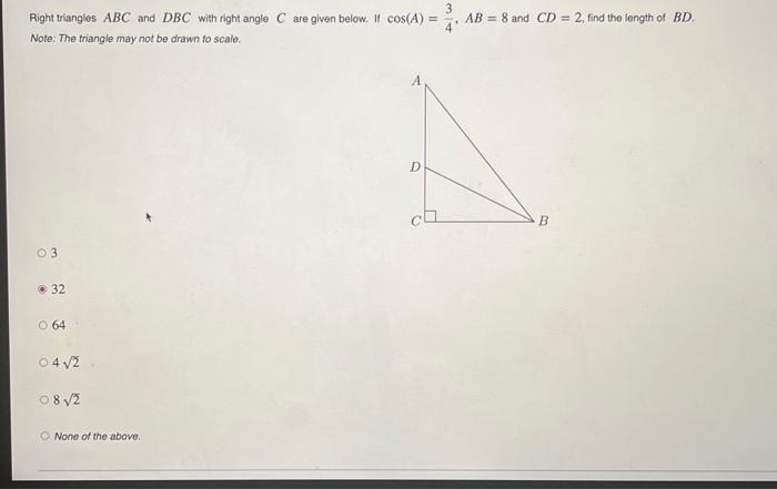 Solved Right triangles ABC and DBC with right angle C are | Chegg.com