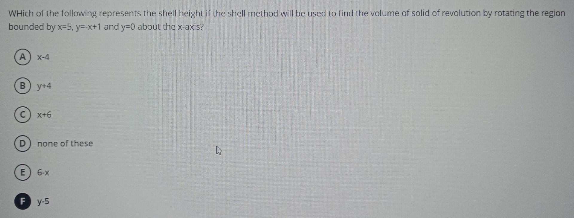 Solved WHich of the following represents the shell height if | Chegg.com