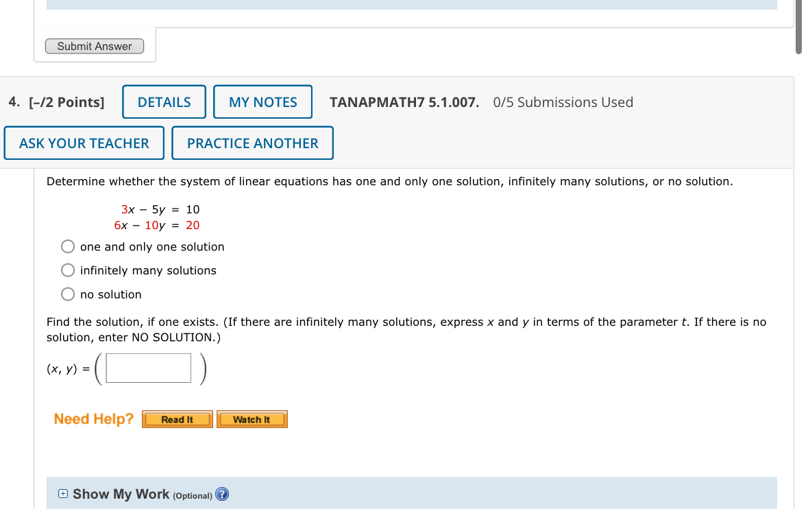 Solved Points]TANAPMATH7 5.1.007. 0/5 ﻿Submissions | Chegg.com