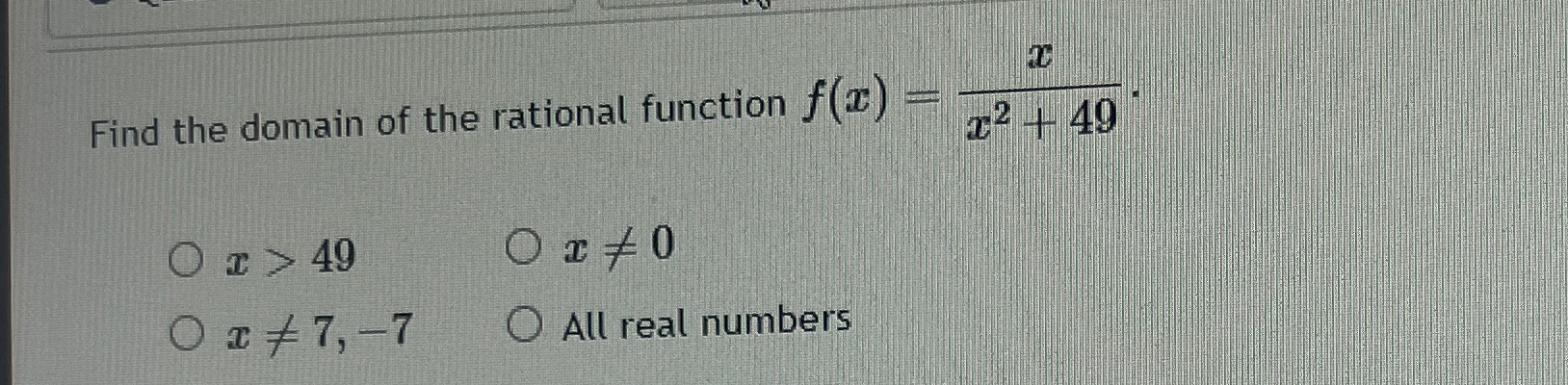 Solved Find the domain of the rational function | Chegg.com