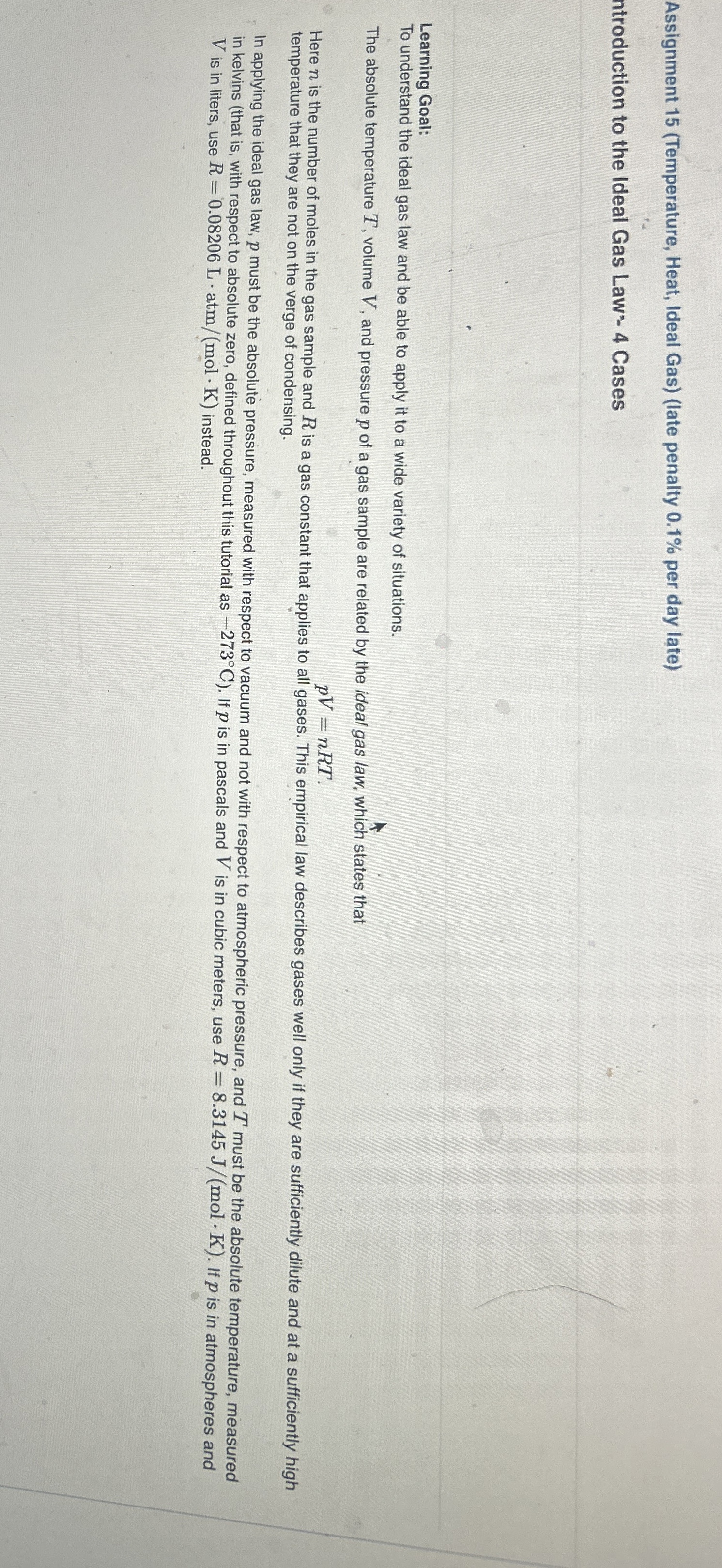 Solved Assignment 15 (Temperature, ﻿Heat, Ideal Gas) (late | Chegg.com
