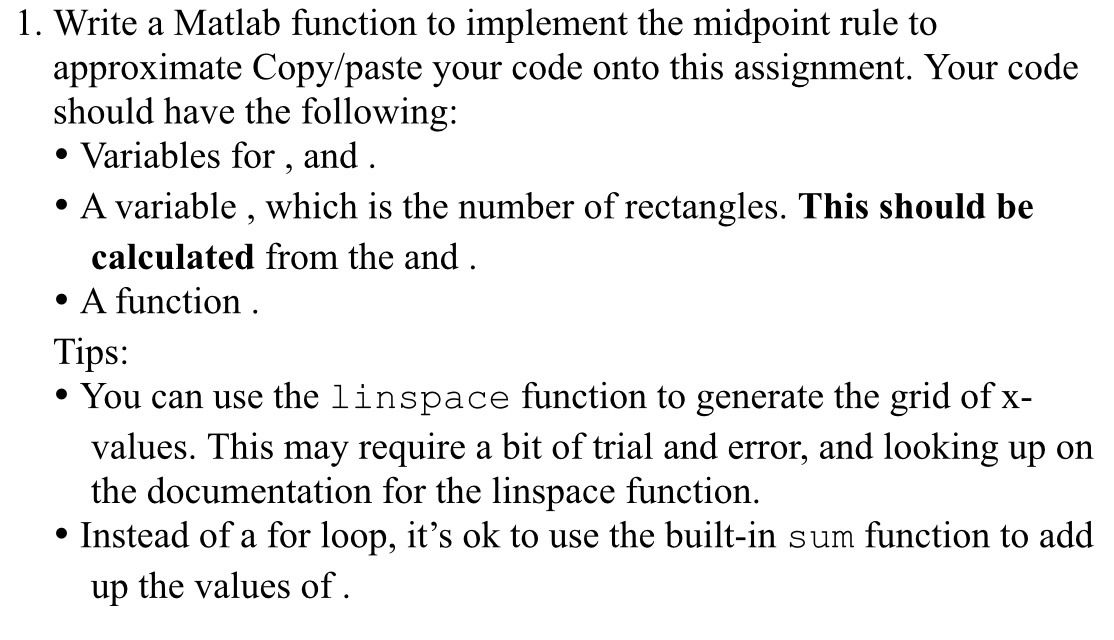 Solved Write a Matlab function to implement the midpoint | Chegg.com