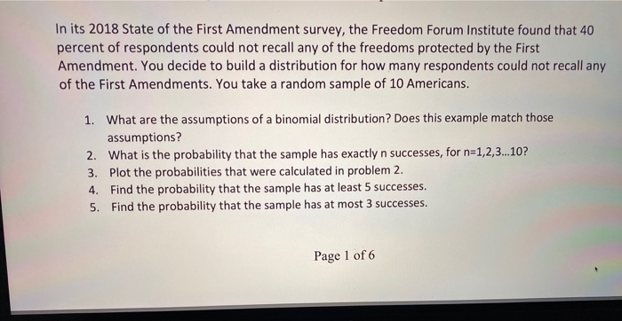 Solved In its 2018 State of the First Amendment survey, the | Chegg.com
