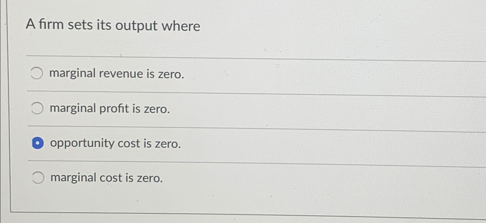 Solved A firm sets its output whereq,marginal revenue is | Chegg.com