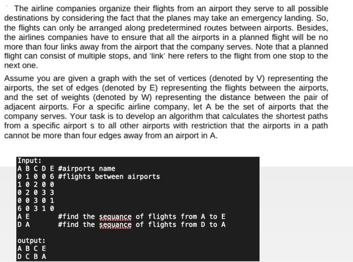 Solved The airline companies organize their flights from an | Chegg.com