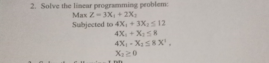 Solve the linear programming problem:MaxZ=3x1+2x2 | Chegg.com