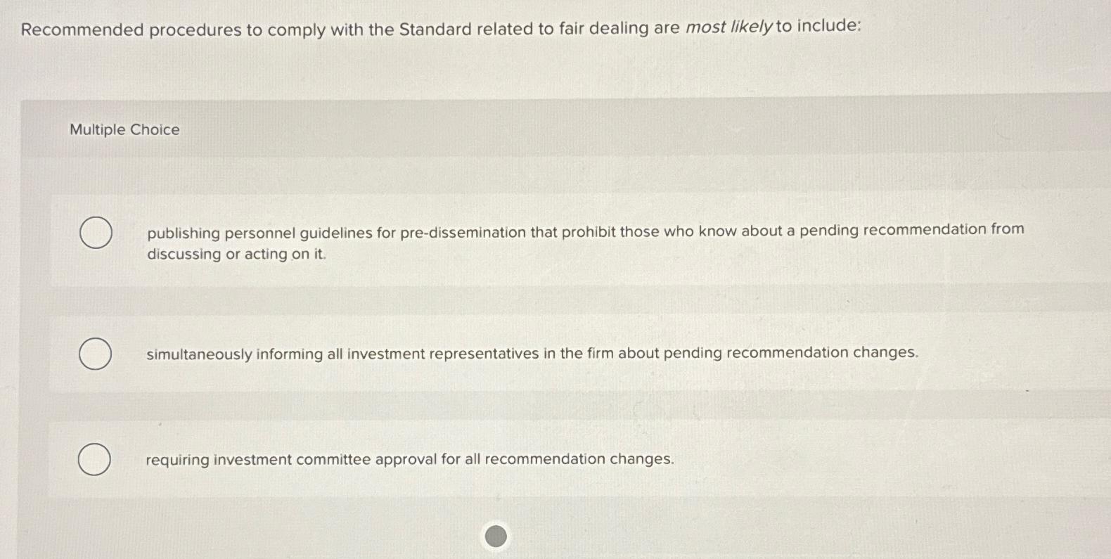 Solved Recommended procedures to comply with the Standard | Chegg.com