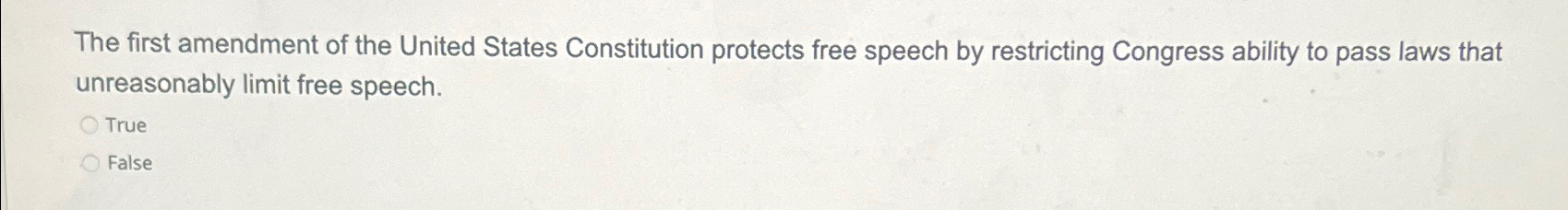 Solved The first amendment of the United States Constitution | Chegg.com